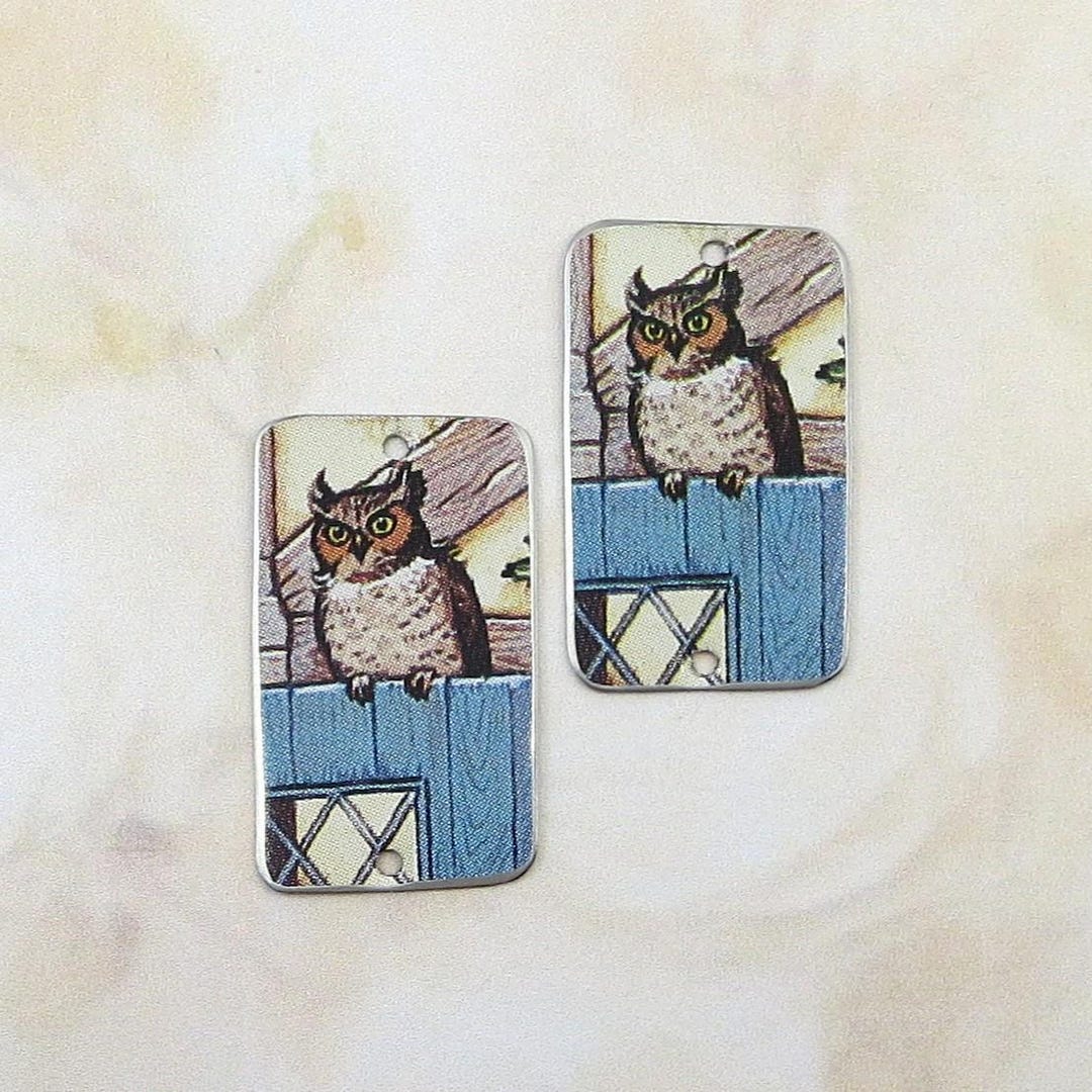 Vintage Recycled Tin Charms, Upcycled Tin, Owl Charms, Bird Tin, 2 ...