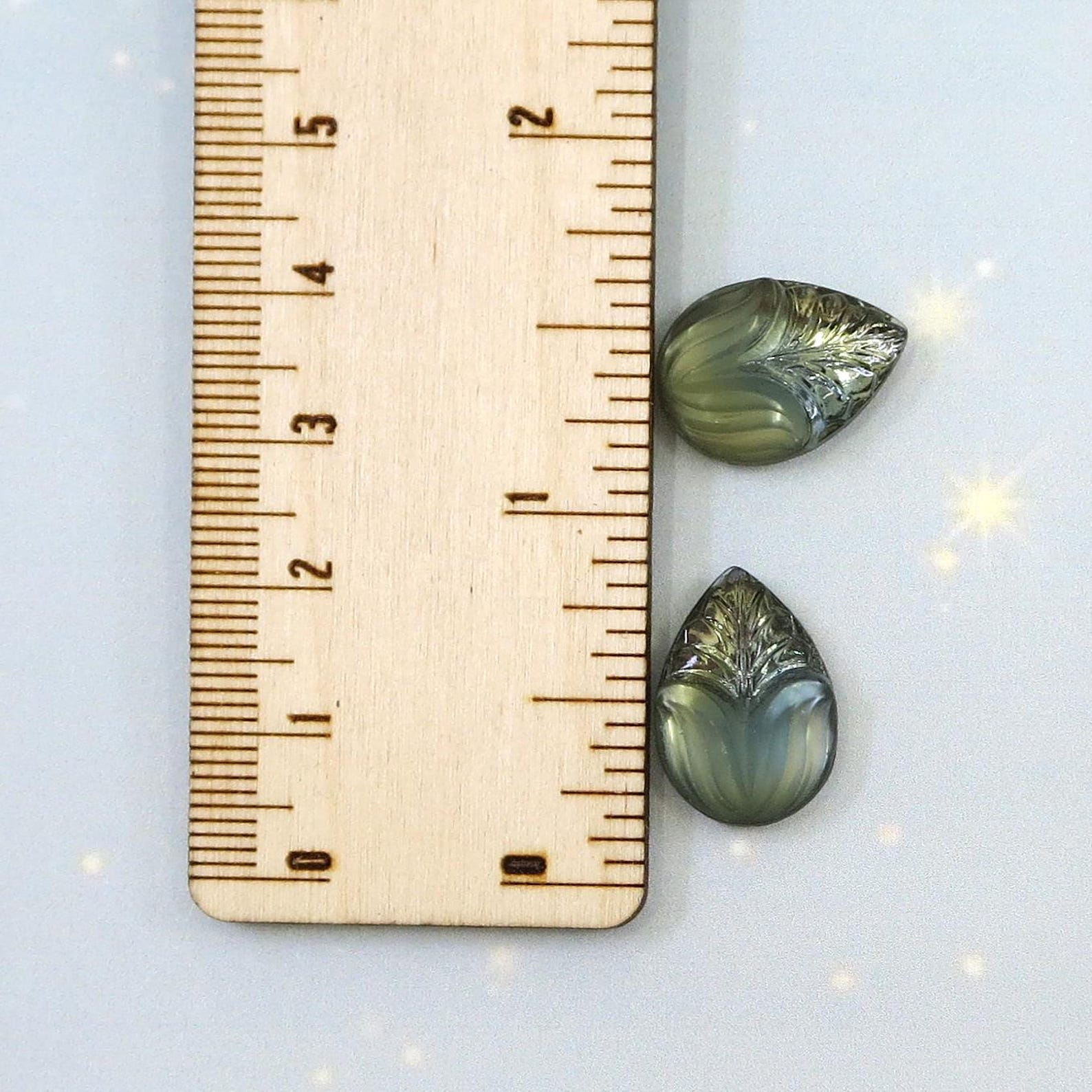 Vintage Glass Slate Blue Gray Givre Teardrops, 18x13mm Pear Shape, RARE ...