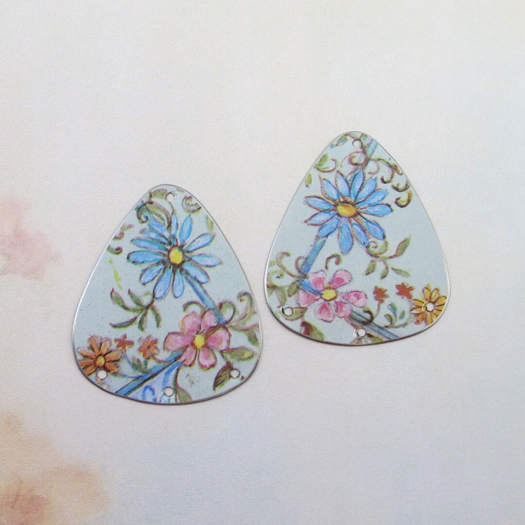 Vintage Recycled Tin Charms, Upcycled Tin, Flower Charms, 2 Pieces - Etsy