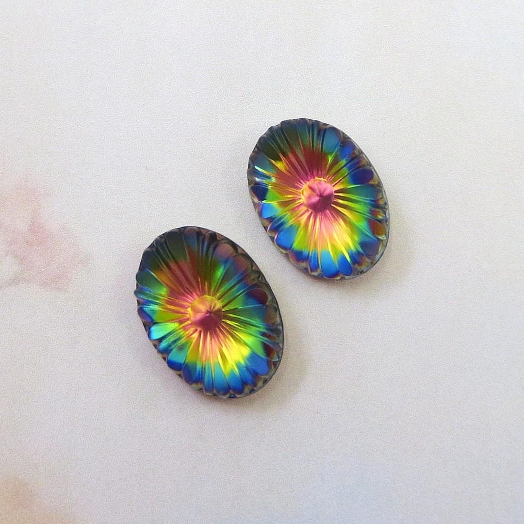 Vintage German Glass Jewels, Starburst Jewels, Rainbow, Jewel Tone ...