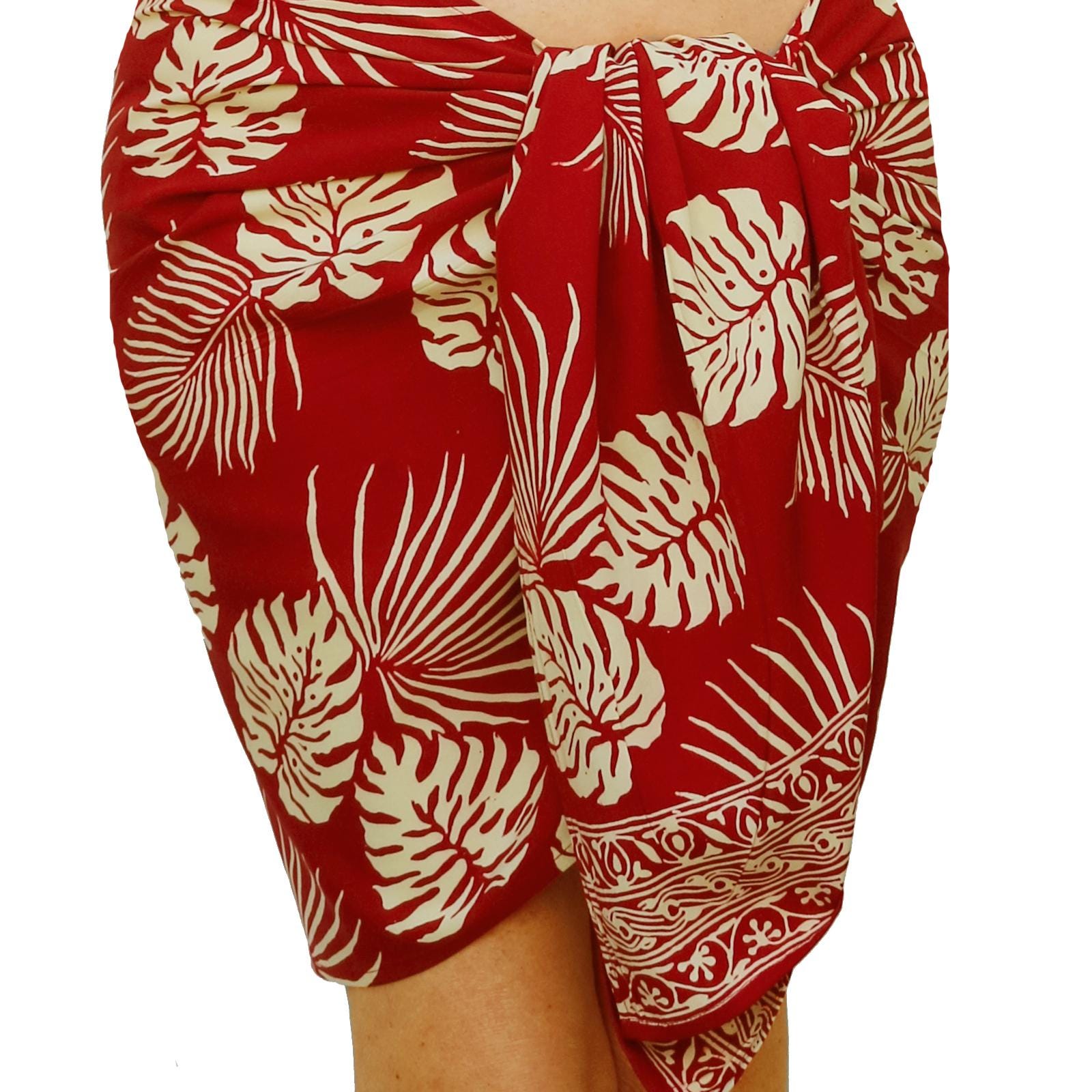 Short Beach Sarong - Hawaiian Batik Wrap Skirt - Handmade Short Pareo ...