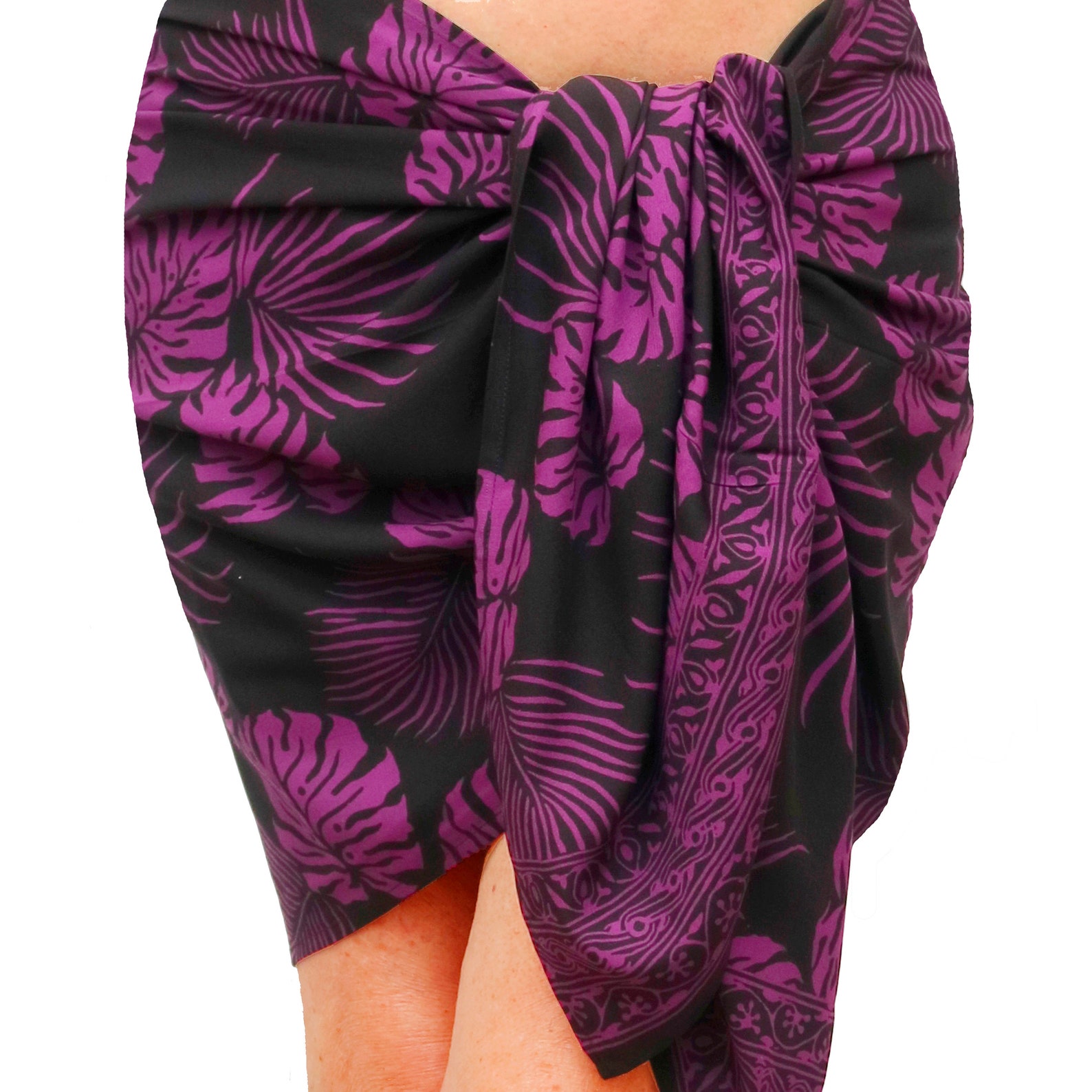 Short Beach Sarong - Hawaiian Batik Wrap Skirt - Handmade Short Pareo ...