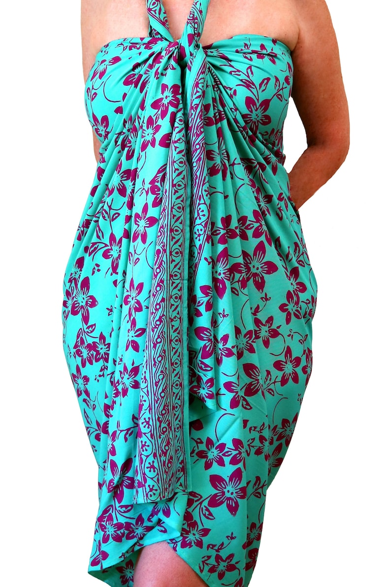 Plus Size Hawaiian Beach Sarong Wrap Skirt - Plumeria Flower Sarong ...