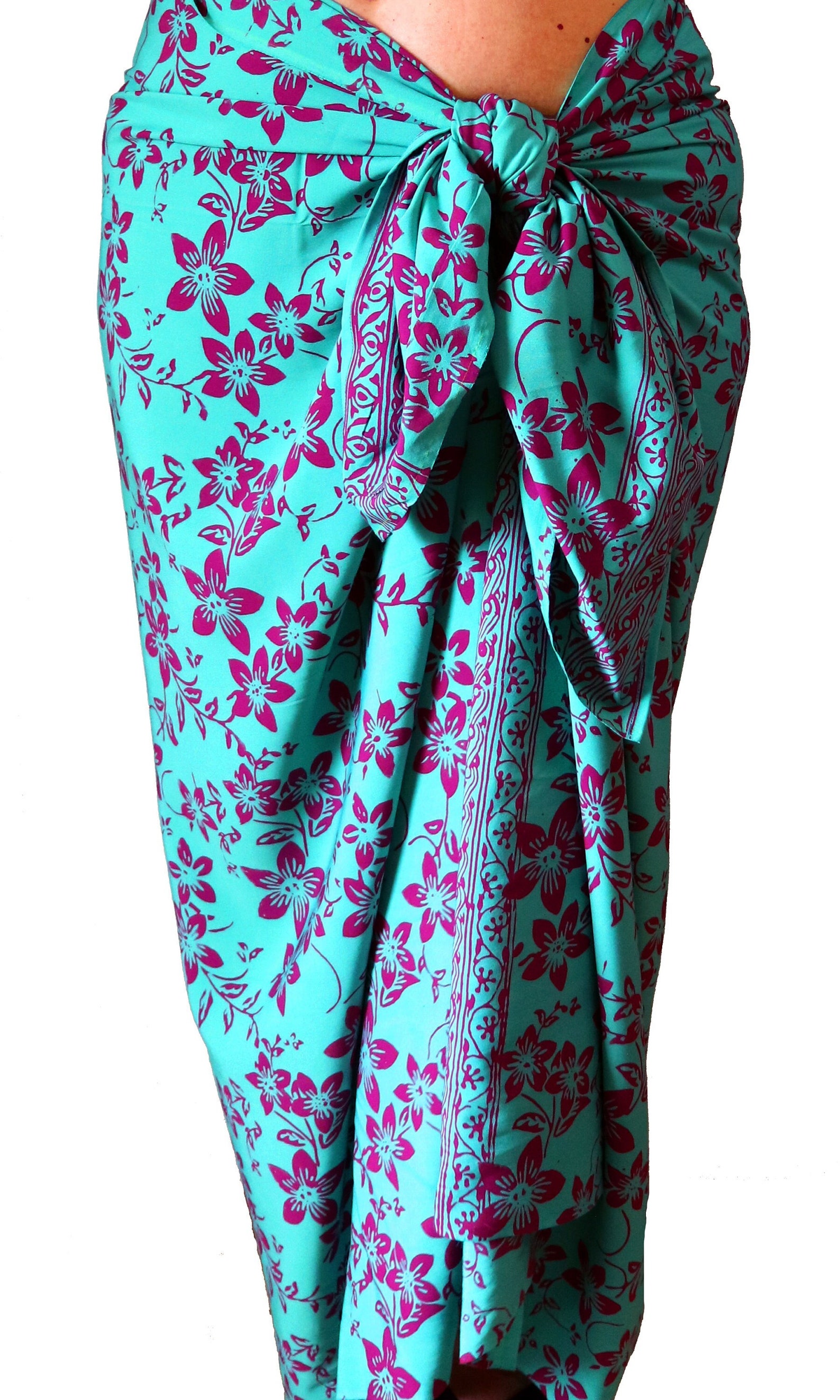Plus Size Hawaiian Beach Sarong Wrap Skirt - Plumeria Flower Sarong ...