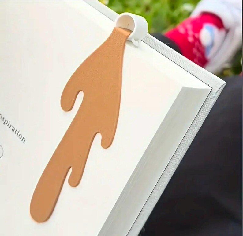 3D Spilled Coffee or Tea Bookmark Cute Bookish Gift Unique Gift for ...