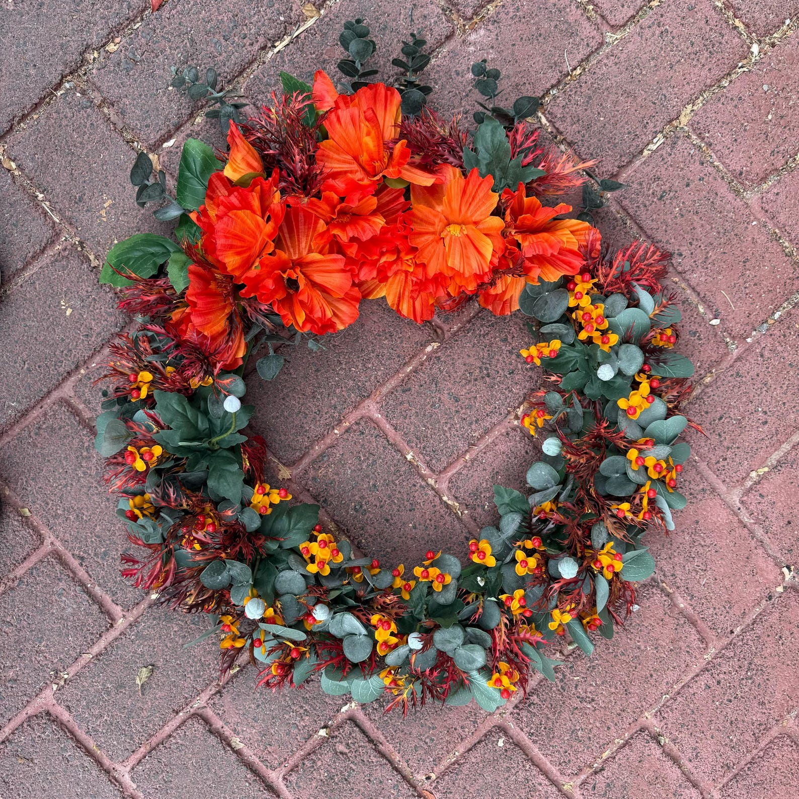 Rustic Fall Wreaths for Front Door,orange Poppy Autumn Farmhouse Wreath ...
