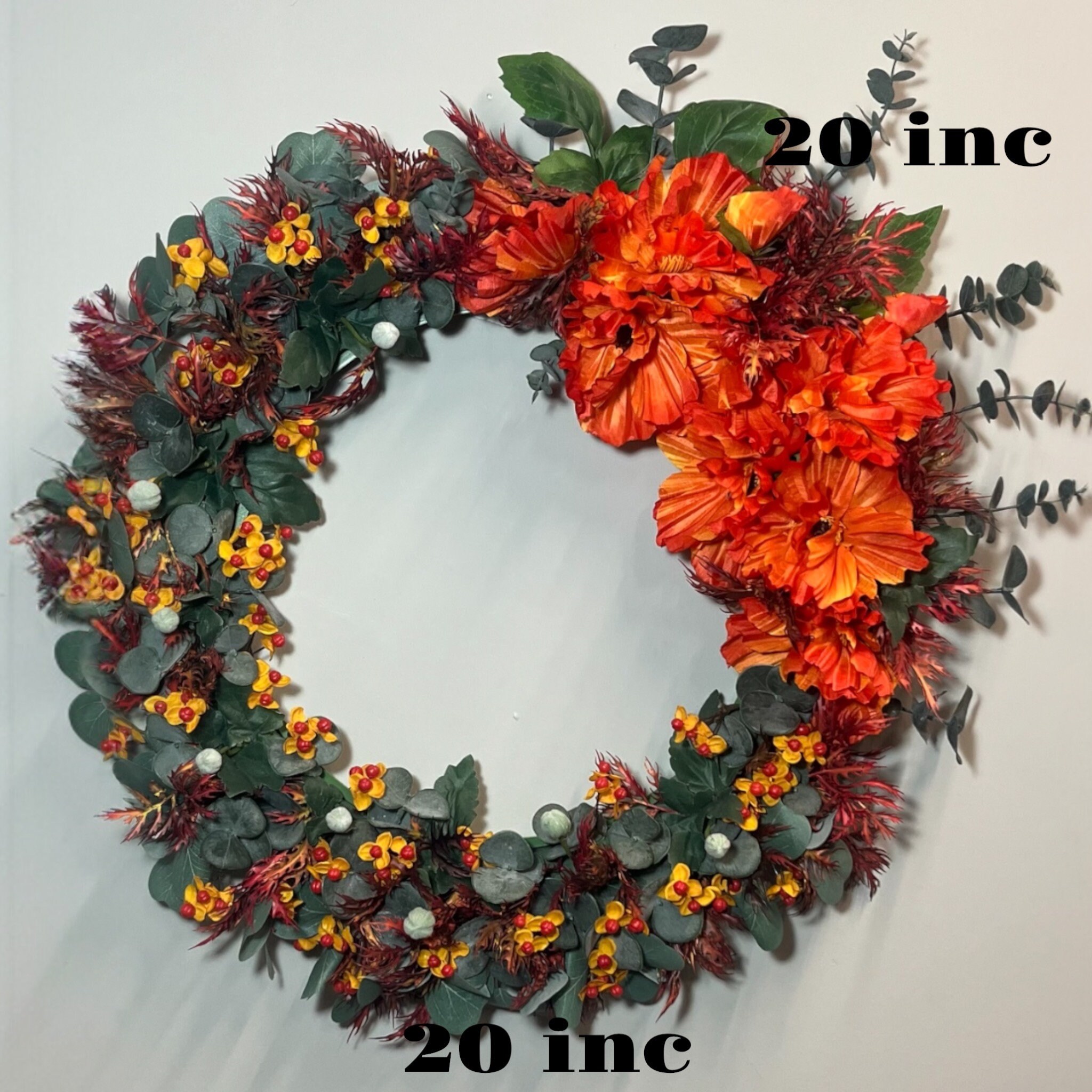 Rustic Fall Wreaths for Front Door,orange Poppy Autumn Farmhouse Wreath ...