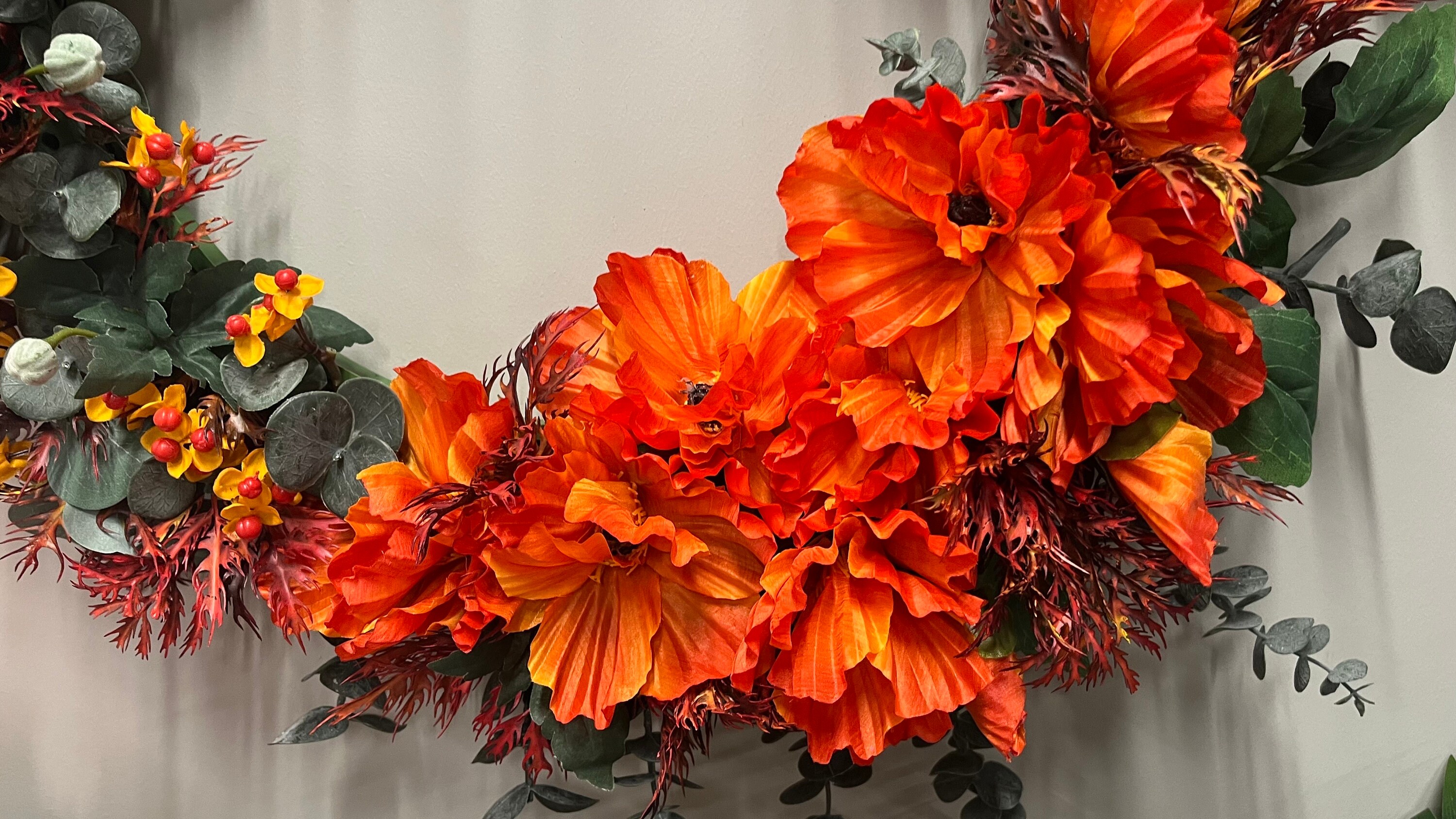 Rustic Fall Wreaths for Front Door,orange Poppy Autumn Farmhouse Wreath ...