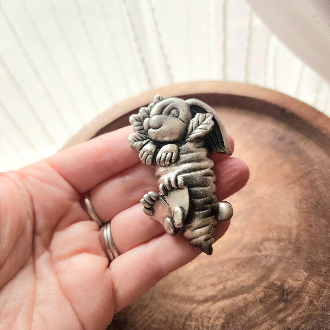 Vintage Pewter Angry Bunny Brooch: Rabbit in Carrot Pin - Etsy