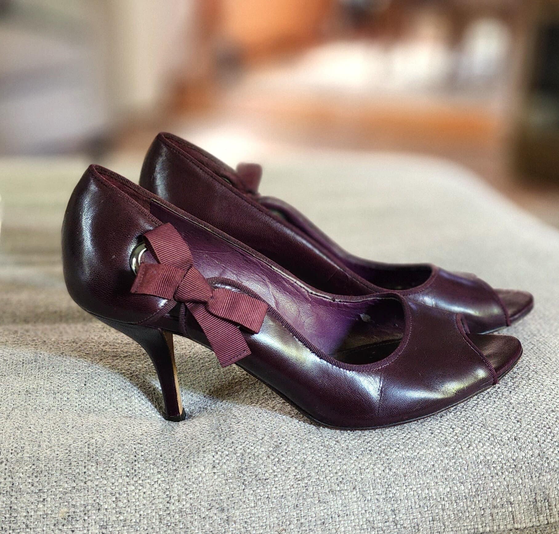 Burgundy Kitten Heel - Etsy Burgundy Kitten Heel - Etsy