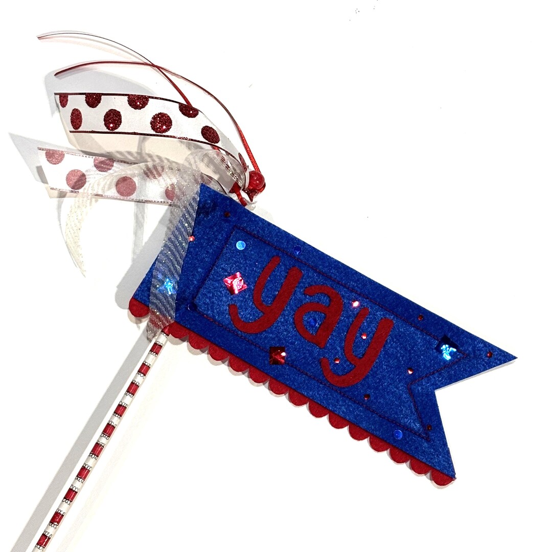 Small Felt Banner on a Stick | Yay | Celebrate | Red & Blue | KU Colors ...