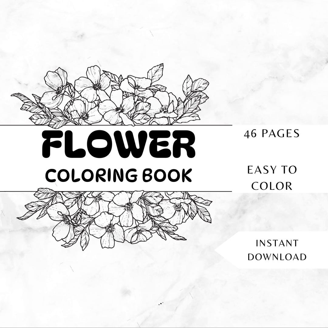 46 Simple Flowers Coloring Book for Adults and Kids - Etsy