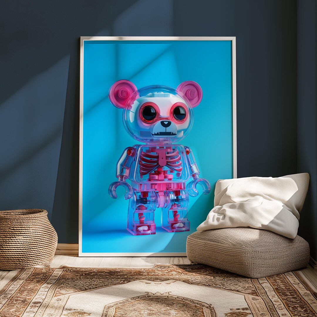 Blue Robotic Bear Printable Wall Art, Modern Cool Futuristic Bear ...