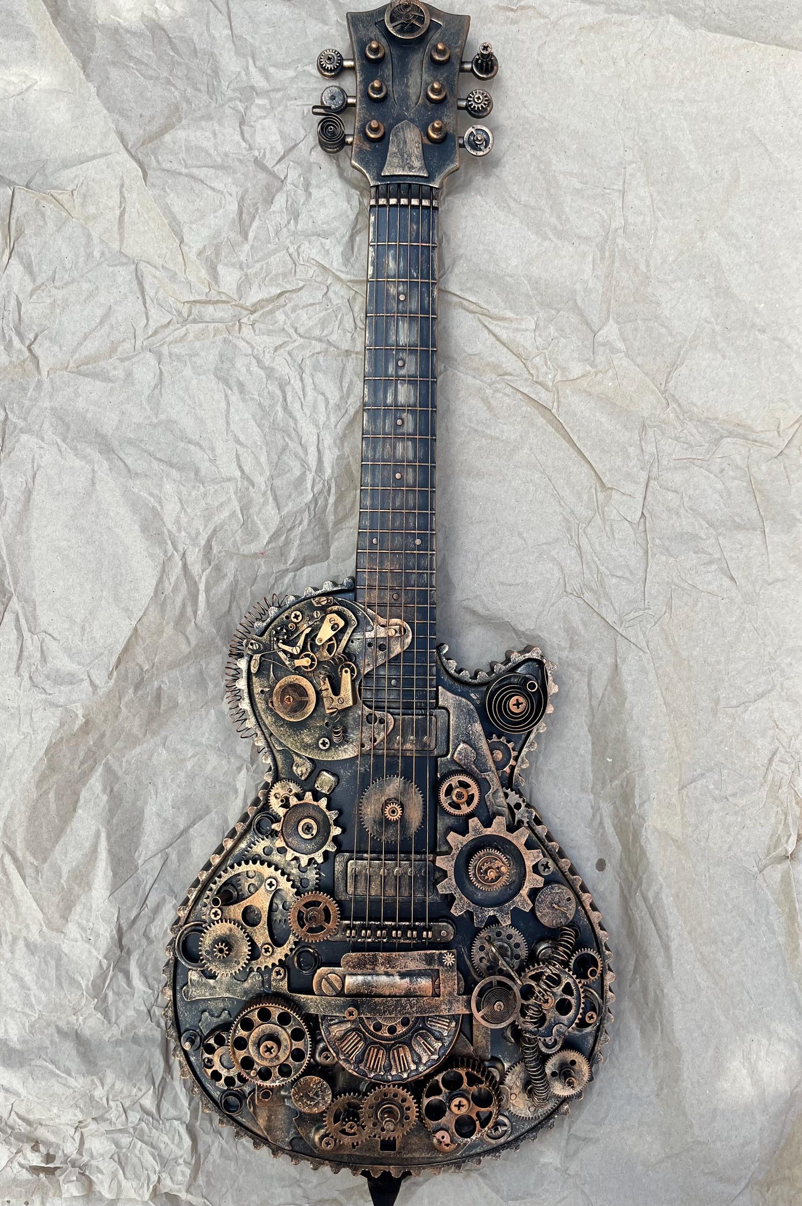 Electric Steampunk Guitar From Gears and Metal Music Wall Art ...