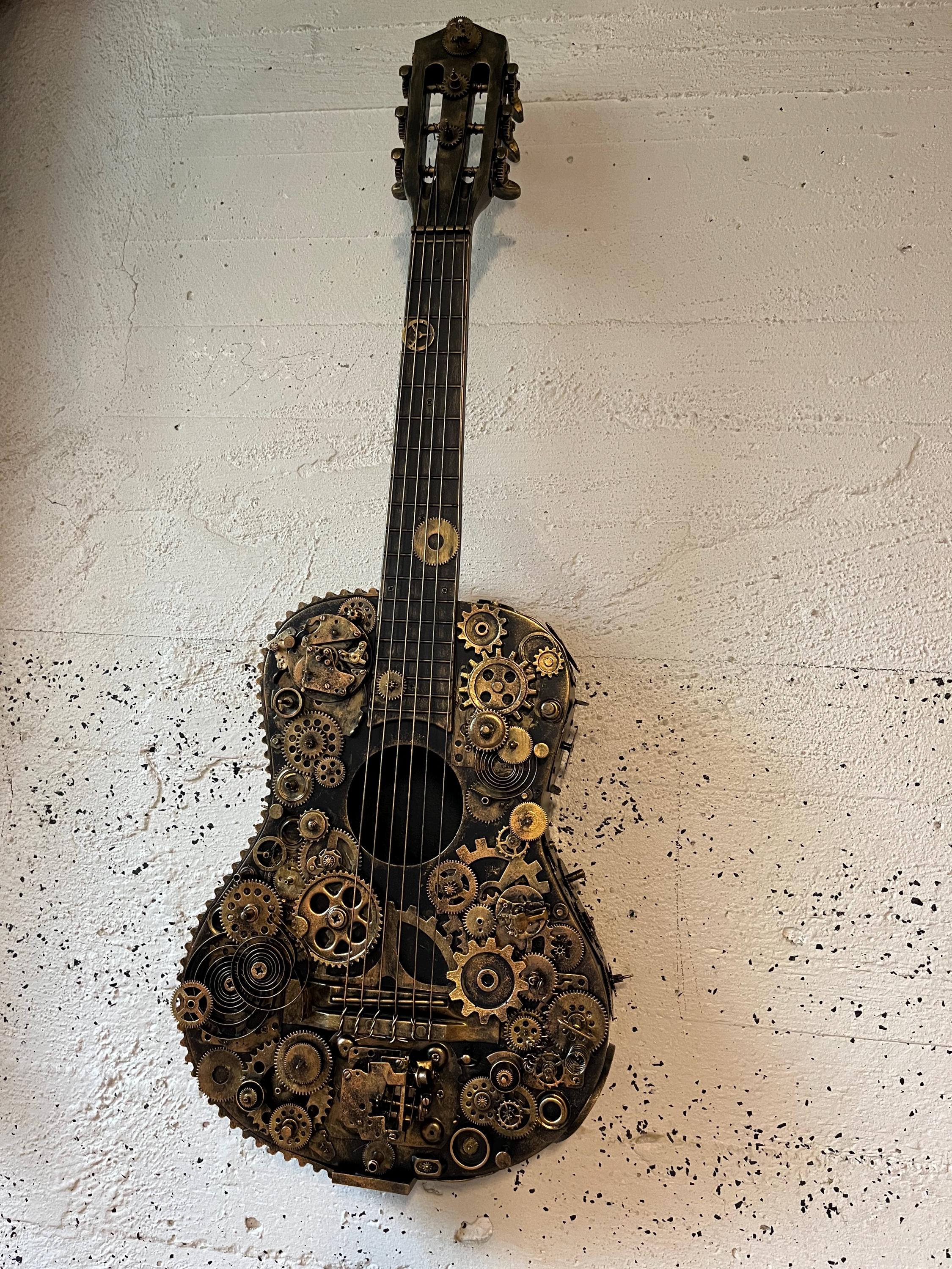 Steampunk Guitar, Industrial Decor Guitar With Gears Guitar Lover Gifts ...