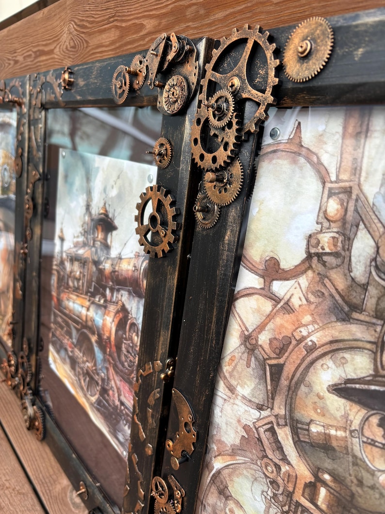 Steampunk Picture Frames With Gears Poster Frame Metal Photo Frame Loft ...