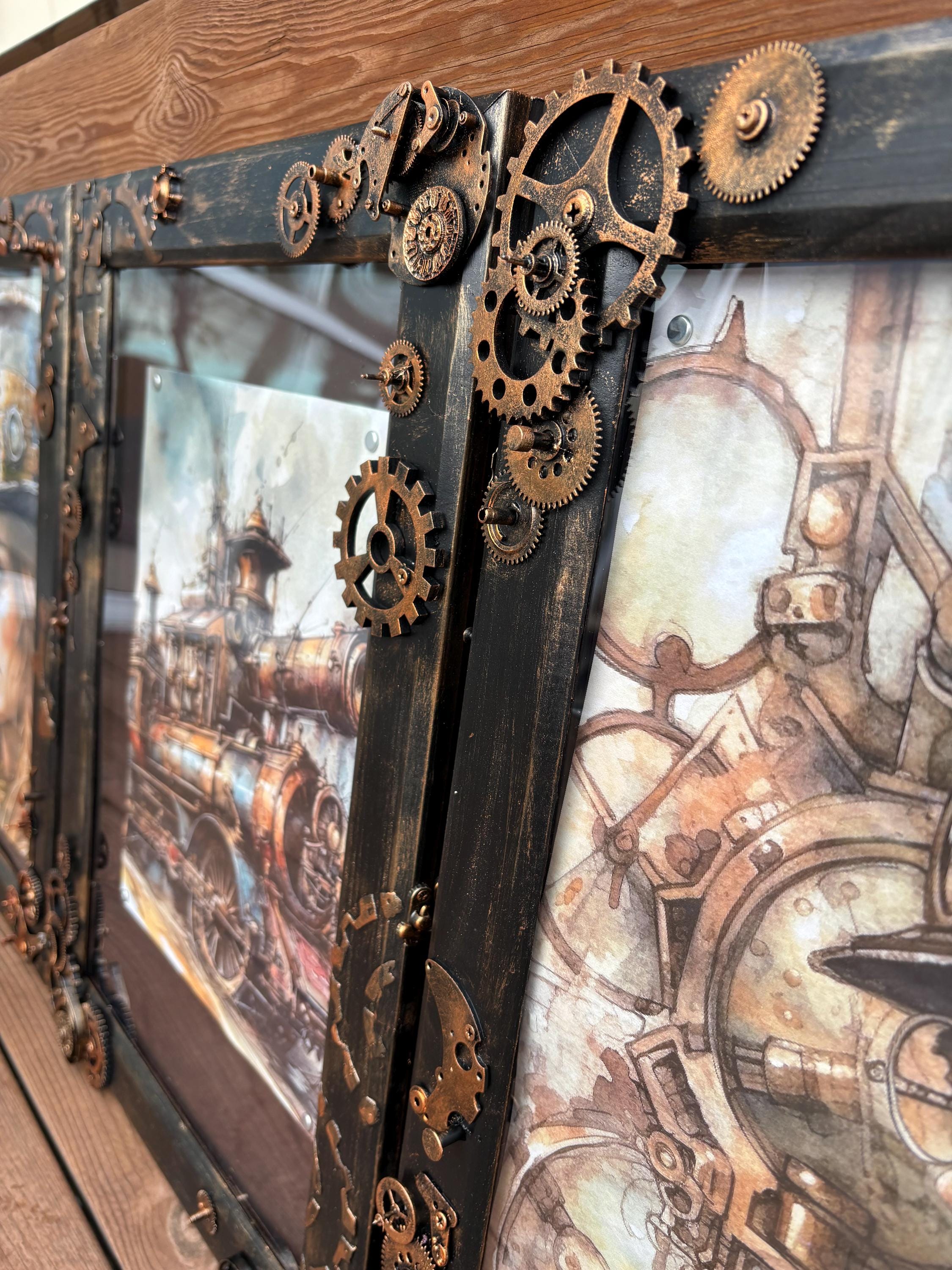 Steampunk Picture Frames With Gears Poster Frame Metal Photo Frame Loft ...