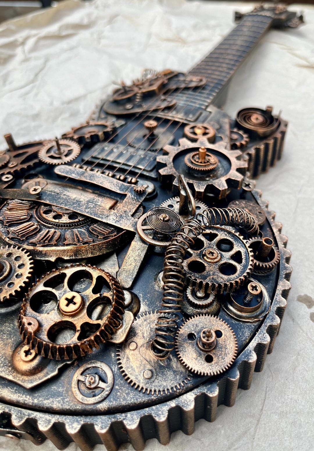 Electric Steampunk Guitar From Gears and Metal Music Wall Art ...