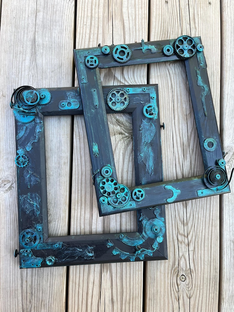 Steampunk Picture Frames With Gears Poster Frame Metal Photo Frame Loft ...