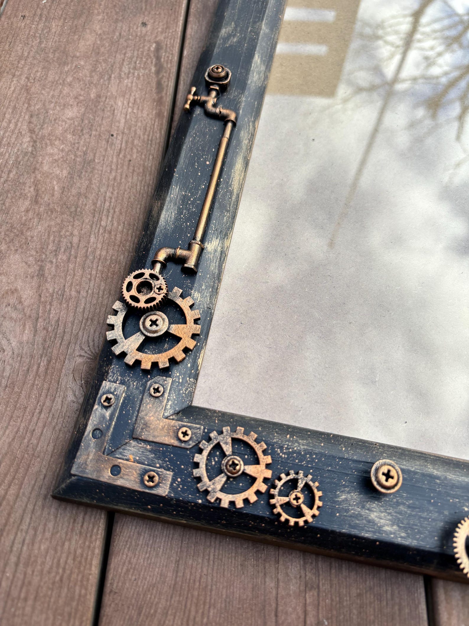 Steampunk Picture Frames With Gears Poster Frame Metal Photo Frame Loft Frames Bronze Black ...
