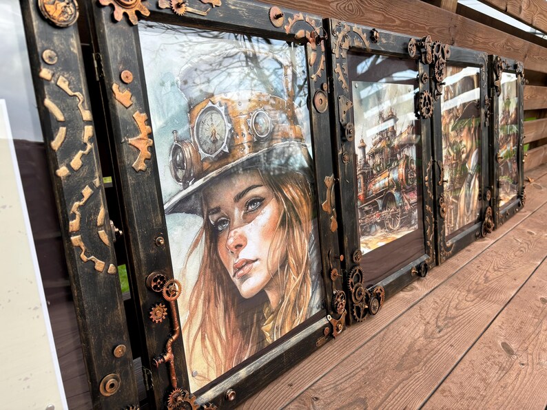 Steampunk Picture Frames With Gears Poster Frame Metal Photo Frame Loft ...