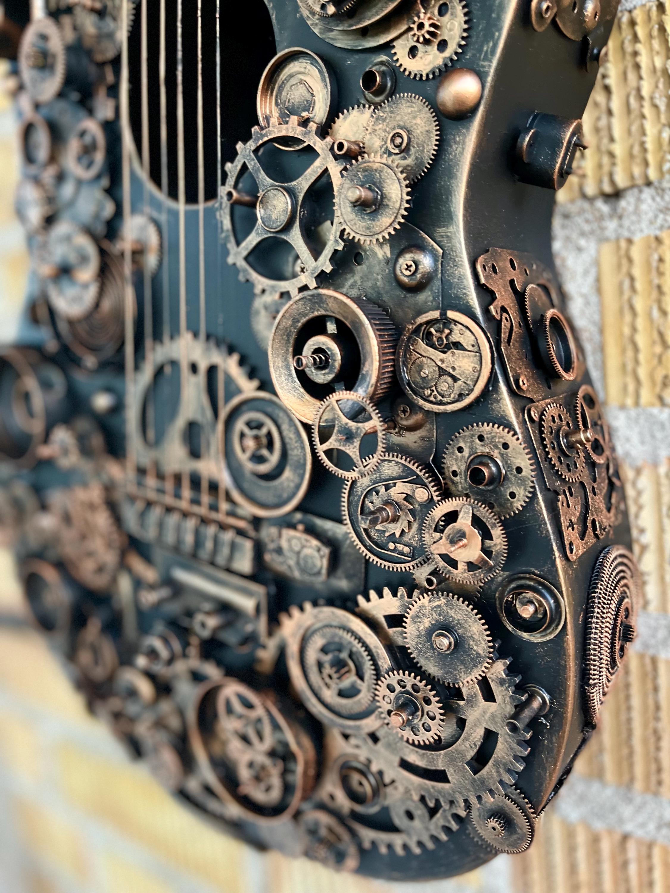 Steampunk Guitar, Industrial Decor Guitar With Gears Guitar Lover Gifts ...