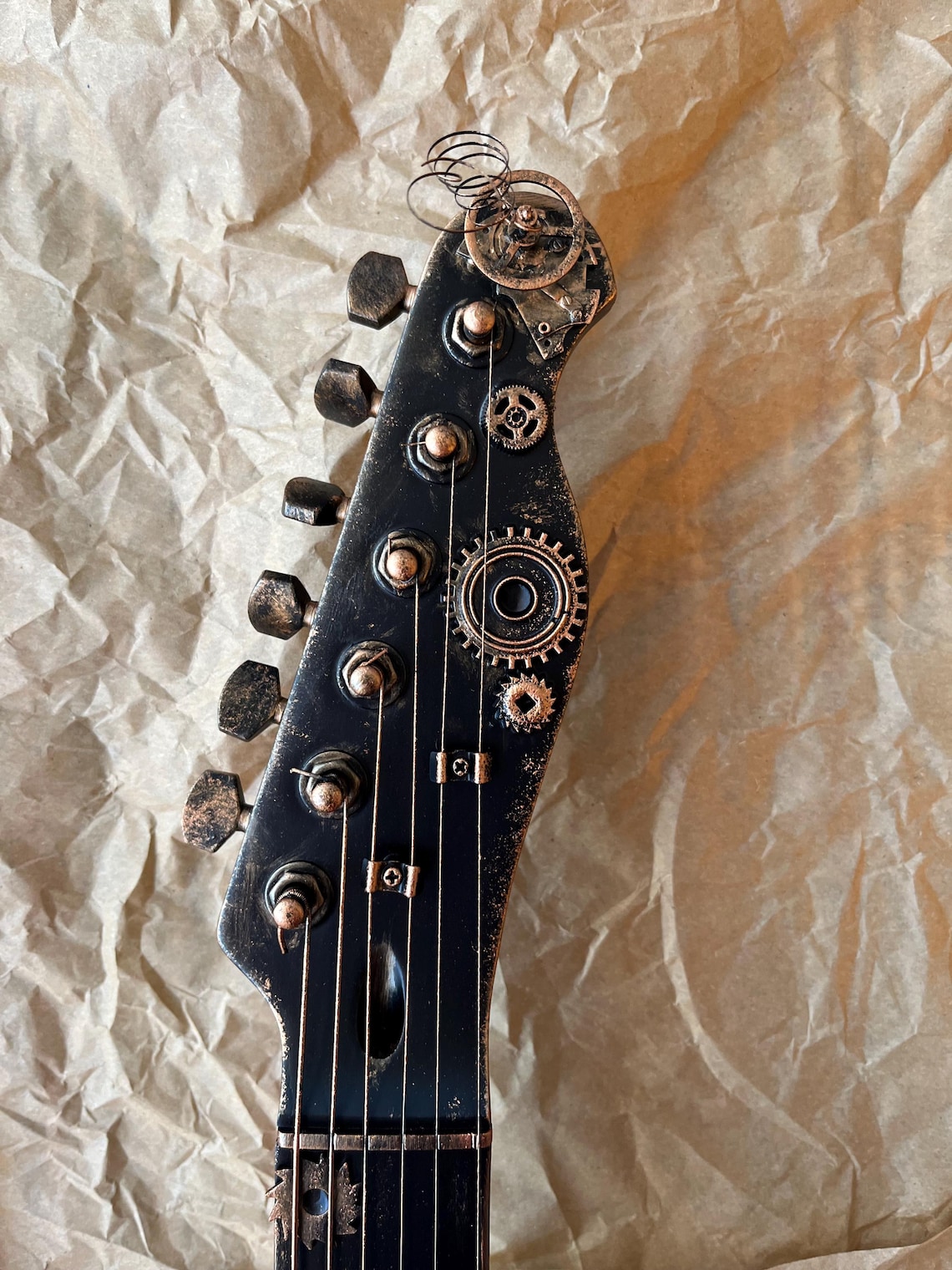 Electric Steampunk Guitar From Gears and Metal Music Wall Art ...