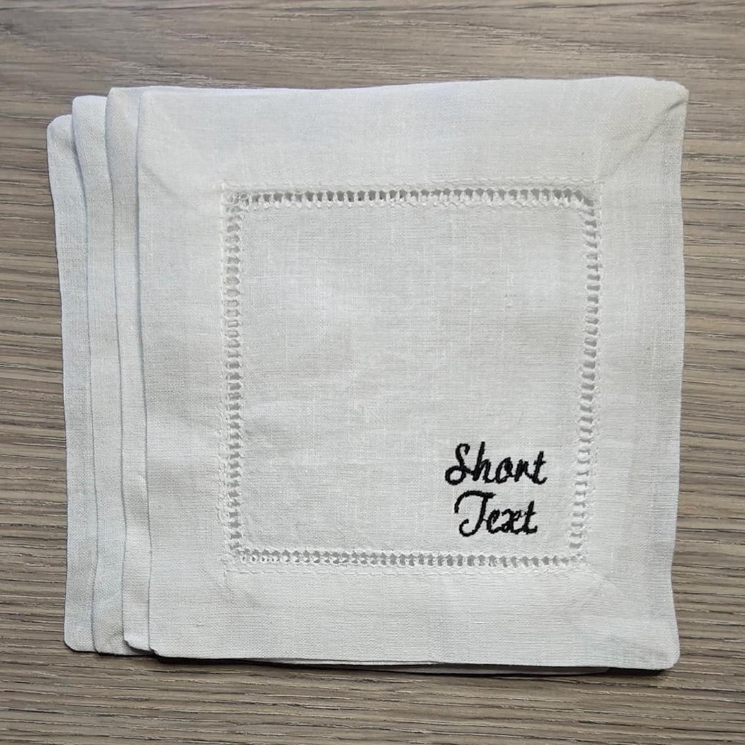 Personalized Embroidered Linen Cocktail Napkins: Custom Monogram ...