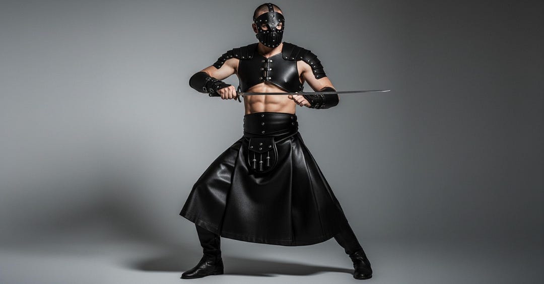 Handmade Men's Medieval Spartan Warrior Costume - Black Leather Combat ...