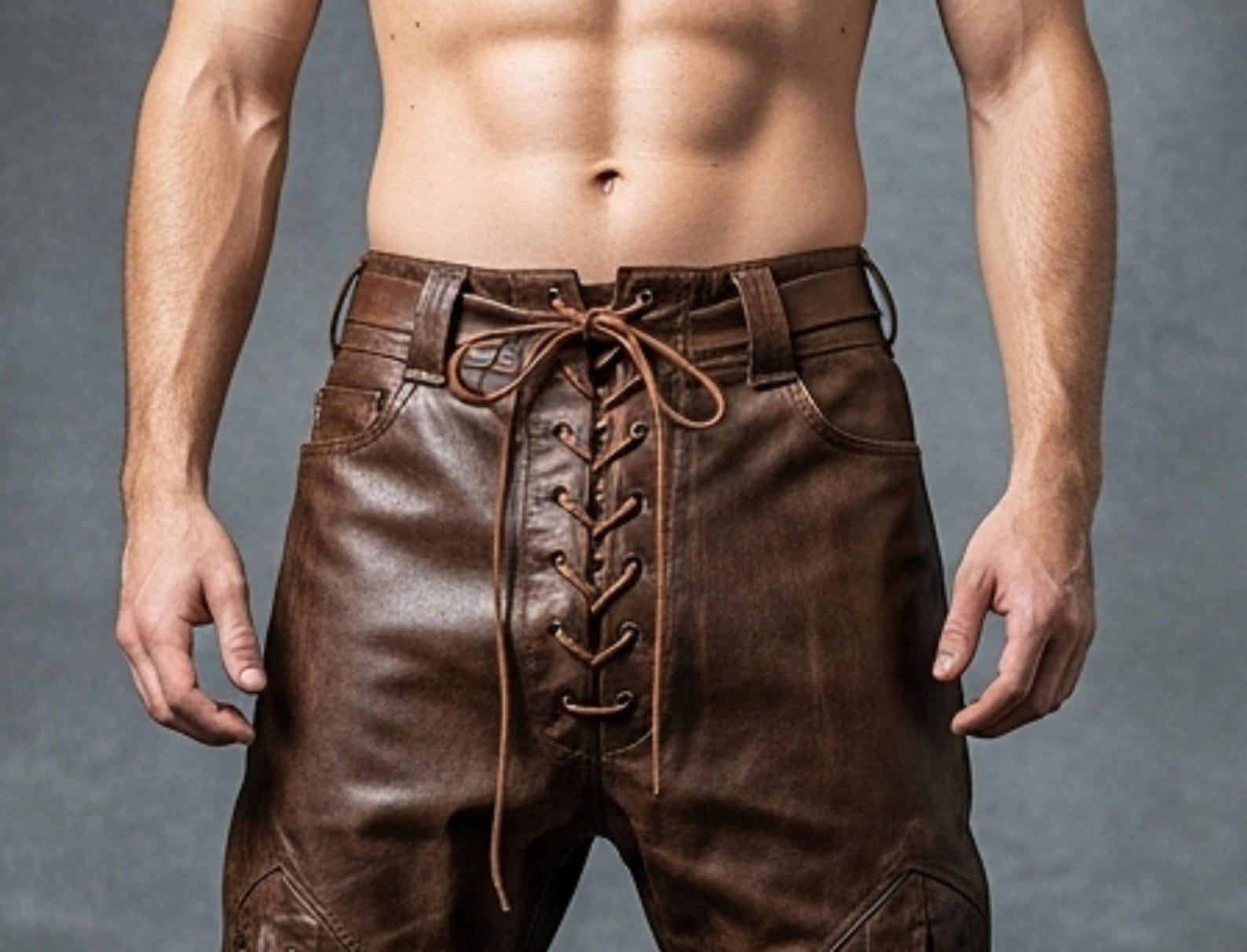 Men's Gothic Brown Leather Lace-up Pants - Viking Renaissance LARP ...