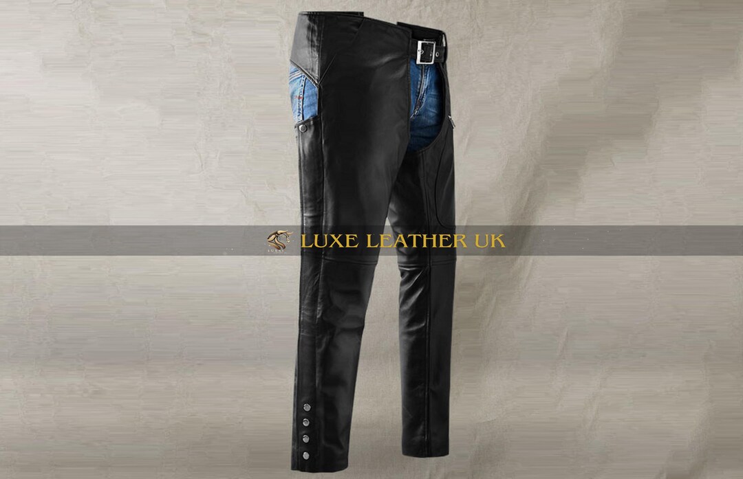 Men Leather Rider Chaps, Sheep Leather Biker Chaps, Real Cow Leather ...