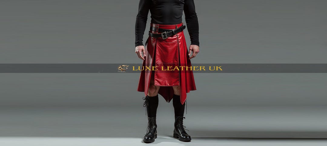Red Leather Kilt- Handmade Leather Kilt- Men's Real Leather Warrior ...