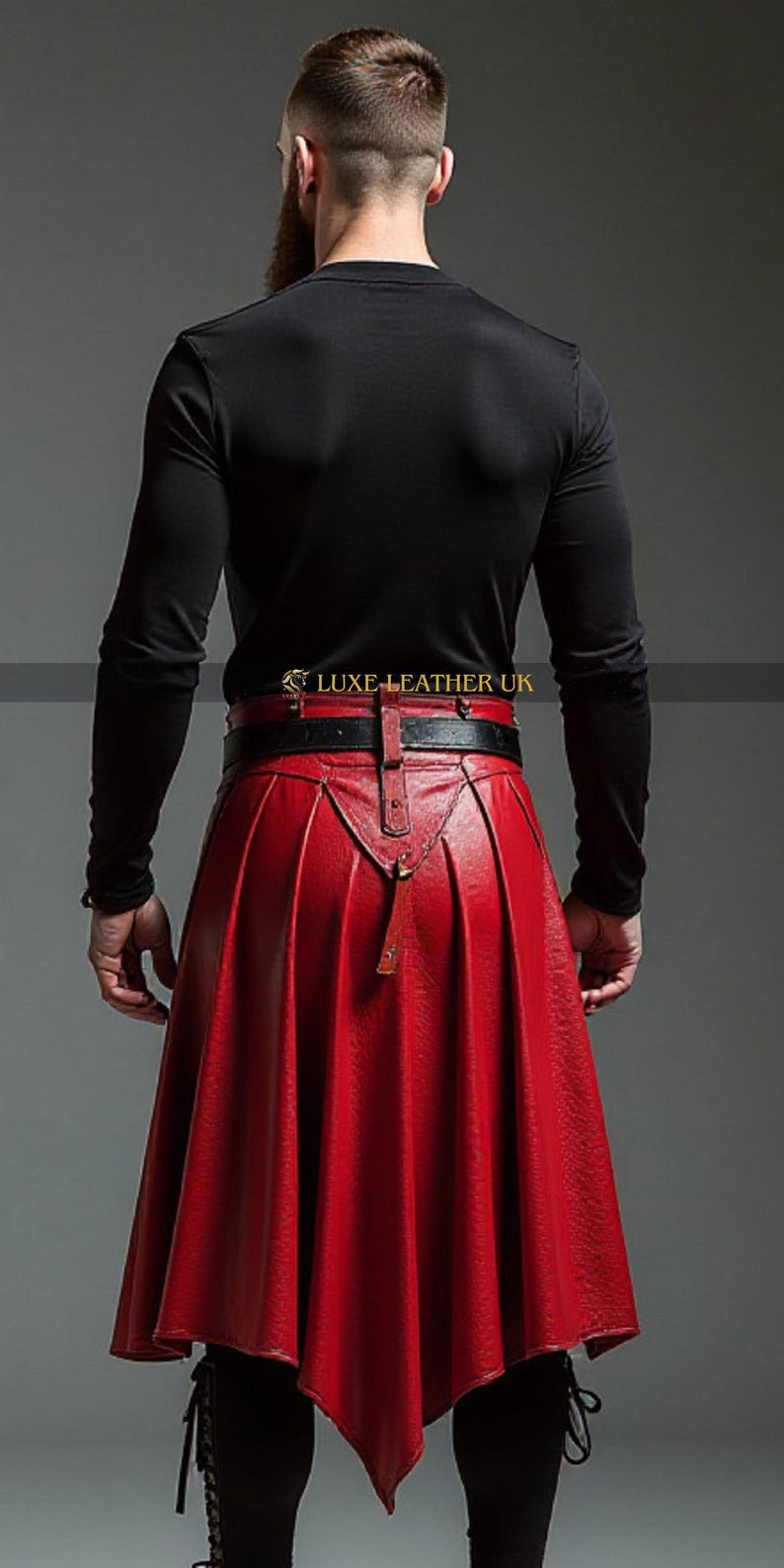 Red Leather Kilt- Handmade Leather Kilt- Men's Real Leather Warrior ...