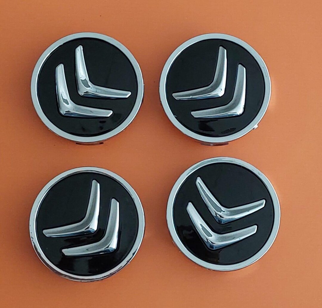 60mm Set of 4 Citroen Black Alloy Wheel Center Caps OEM Replacement Hub ...
