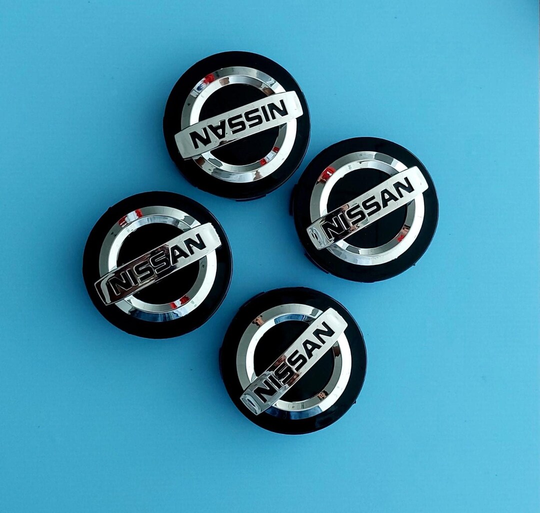 Set of 4 Black Nissan 60mm Alloy Wheel Center Caps OEM Replacement Hub ...