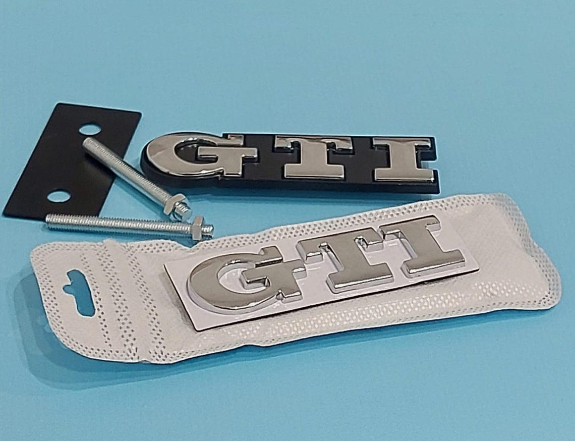 Silver GTI Front Grill Badge & Rear Trunk Logo Emblem Sticker Mk5, Mk6 ...