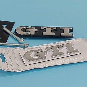 Silver GTI Front Grill Badge & Rear Trunk Logo Emblem Sticker Mk5, Mk6 ...