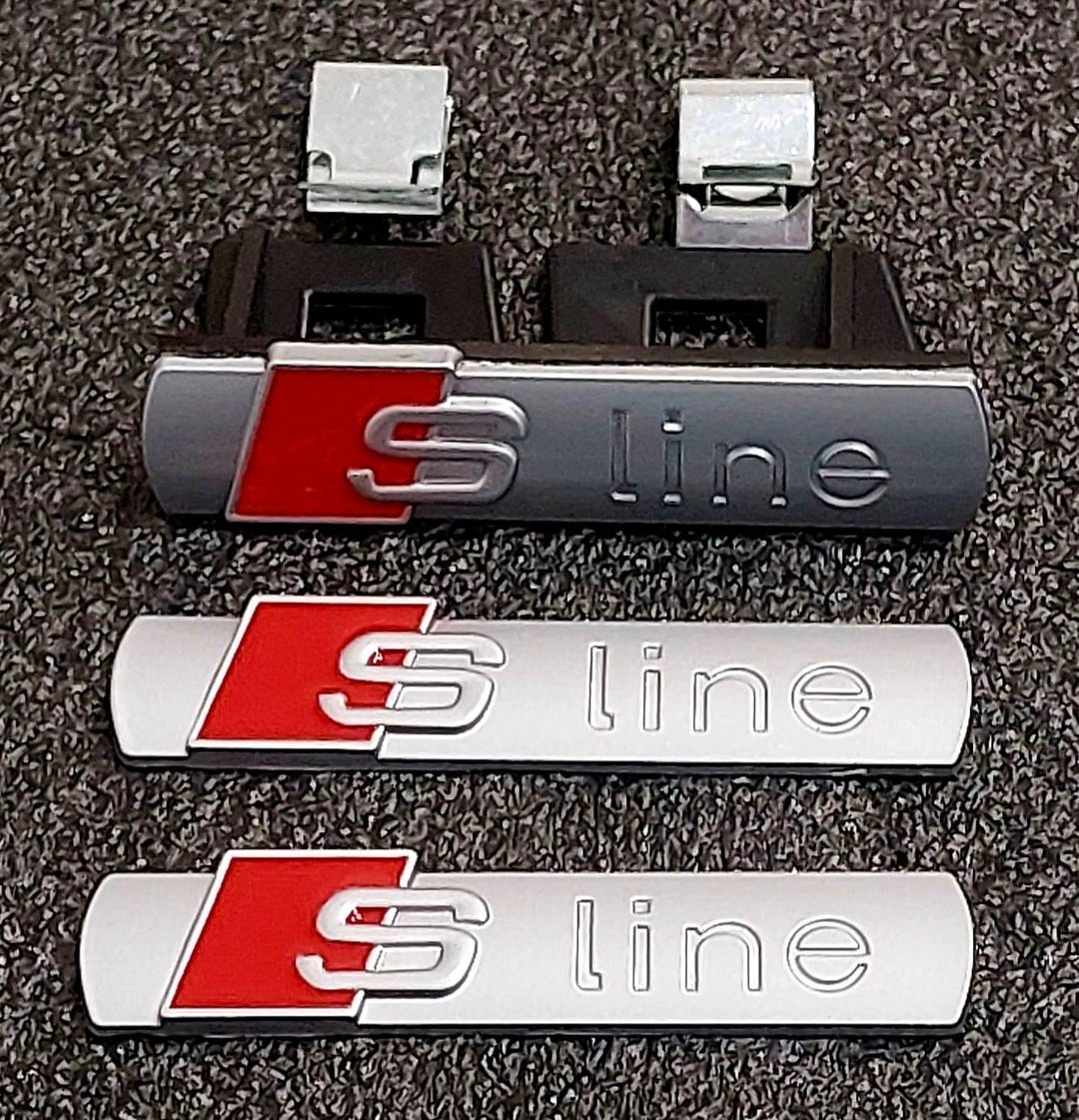 S Line Grille Badge and 2 S Line Emblem Badge Adhesive Sline Metal ...