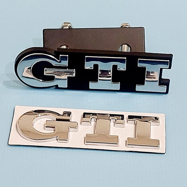 Silver GTI Front Grill Badge & Rear Trunk Logo Emblem Sticker Mk5, Mk6 ...