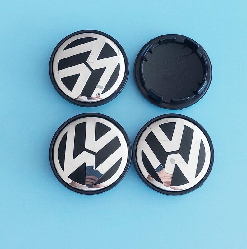 Set of 4 VW 65mm Alloy Wheel Center Caps Part No. 3B7 601 171 Logo VW ...