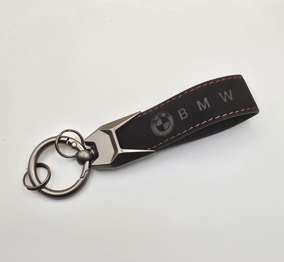 BMW Alcantara Leather Keychain With Red Stitching Premium Quality BMW ...
