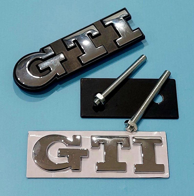 Silver GTI Front Grill Badge & Rear Trunk Logo Emblem Sticker Mk5, Mk6 ...