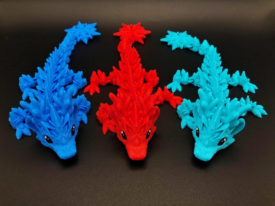Articulated 3d Printed Ice Dragon - Fidget Toy - Desk Toy - Dragon Toy ...