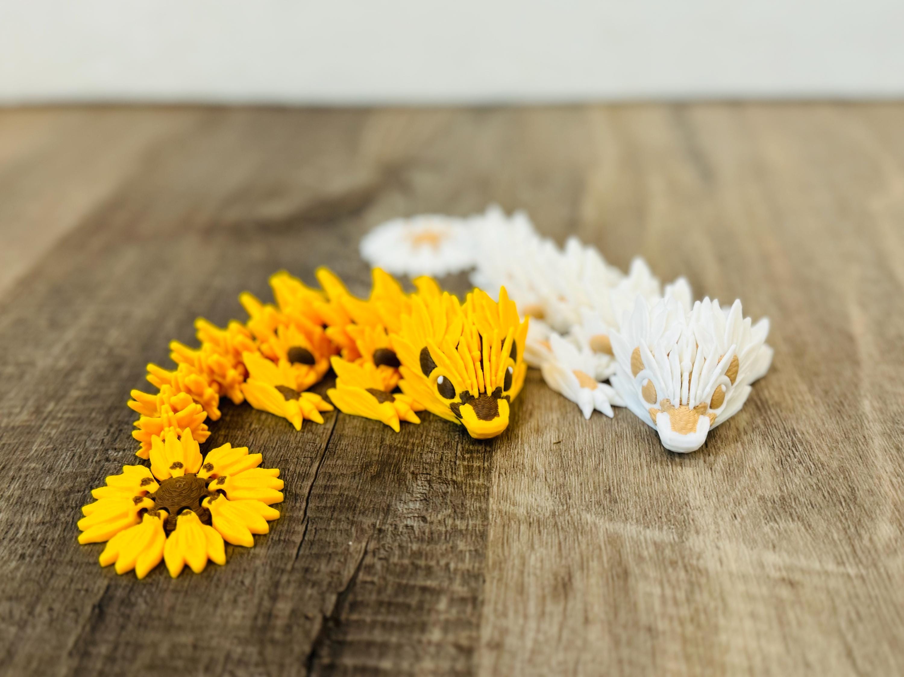 3d Printed Sunflower/daisy Dragon - Sunflower Dragon - Floral Dragon ...