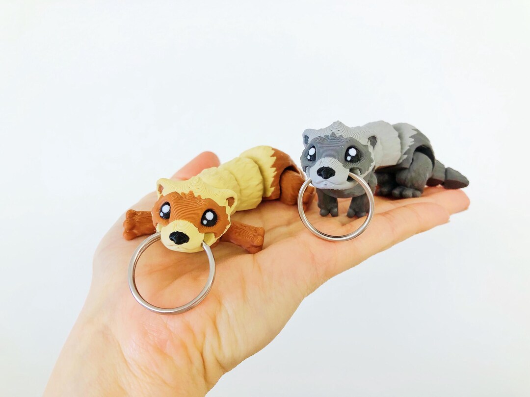 3d Printed Tiny Ferret Keychain - Articulated - Ferret Toy - Birthday ...