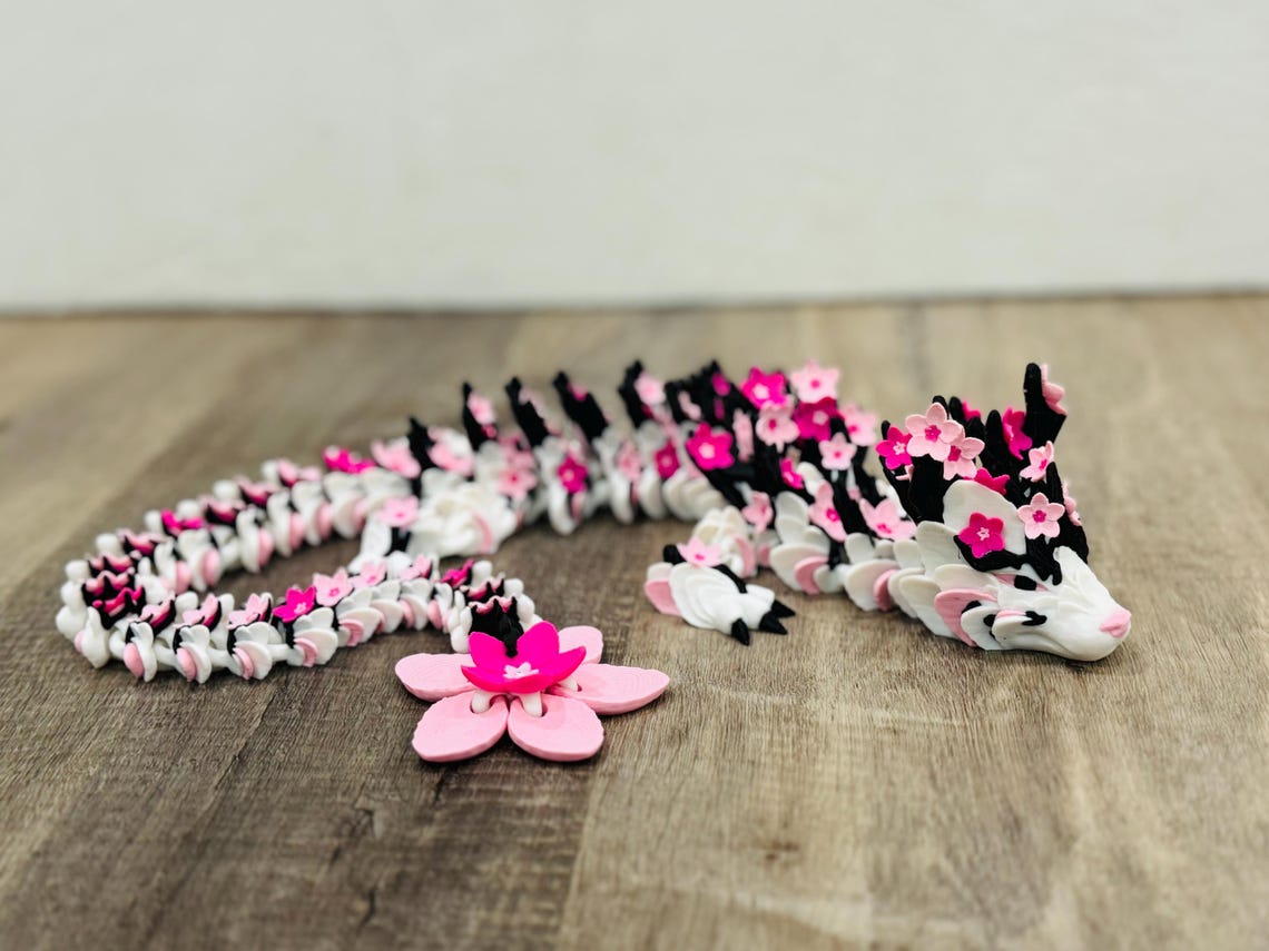 Long Cherry Blossom Dragon - Cinderwing - 3d Printed Dragon - 3d ...