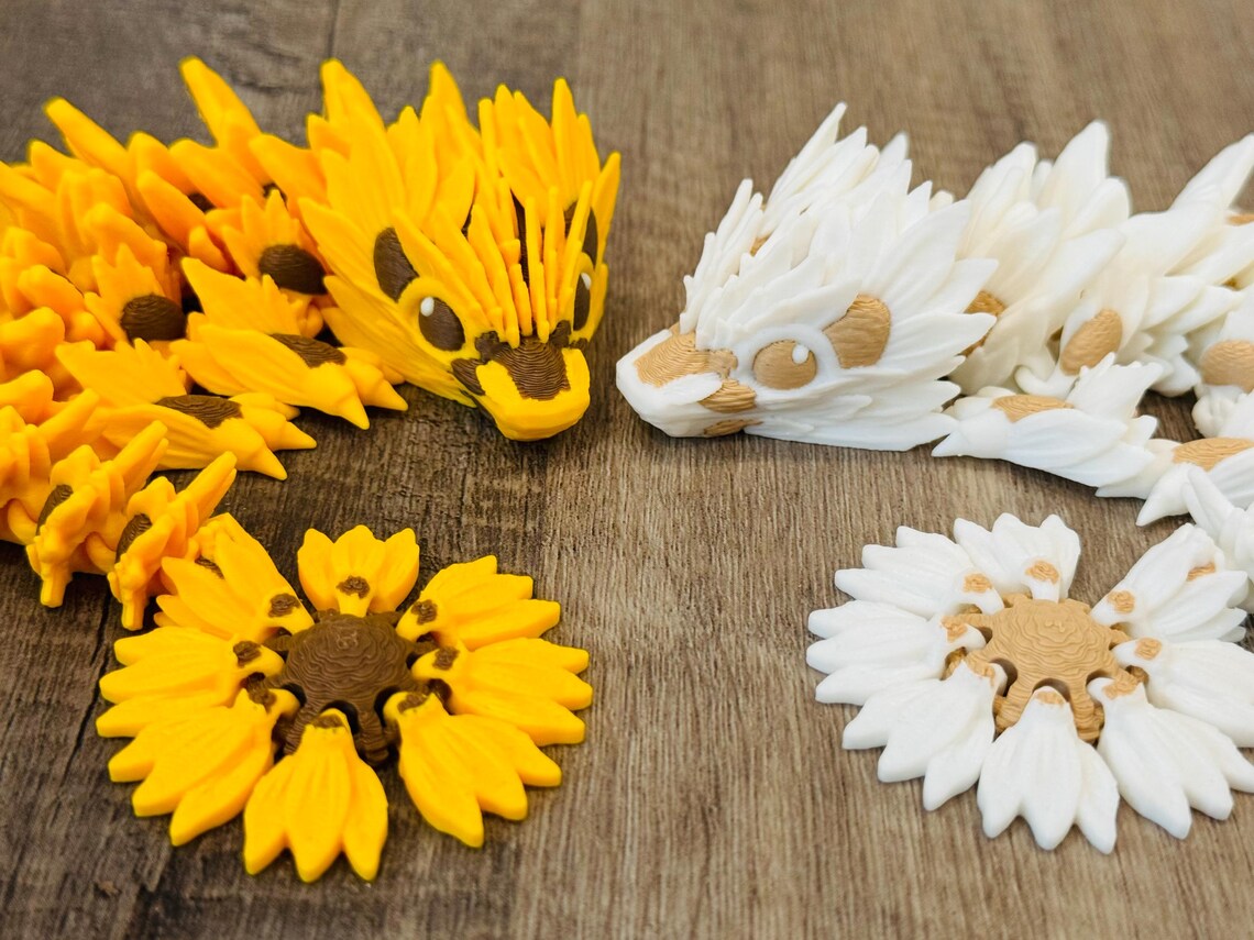 3d Printed Sunflower/daisy Dragon - Sunflower Dragon - Floral Dragon ...