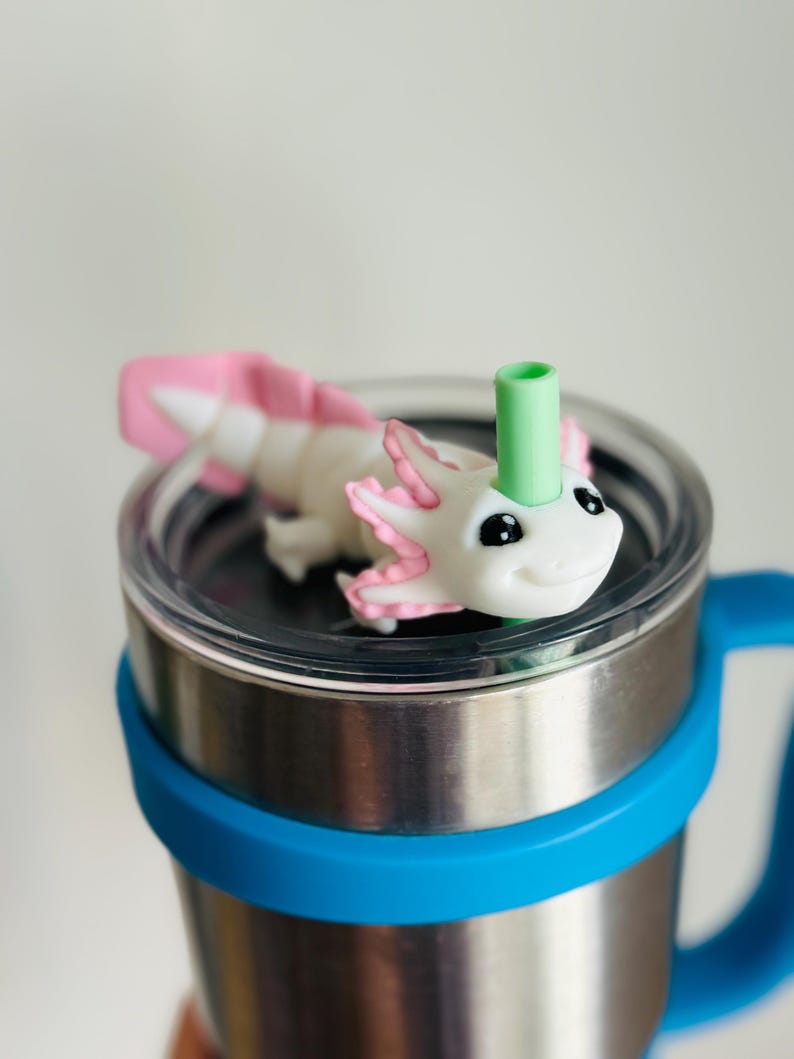 3d Printed Axolotl Straw Buddy - Axolotl Fidget - Fidget Toy - Aquatic ...