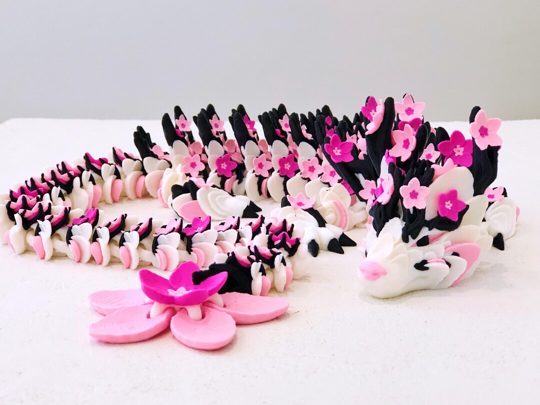Long Cherry Blossom Dragon - Cinderwing - 3d Printed Dragon - 3d ...