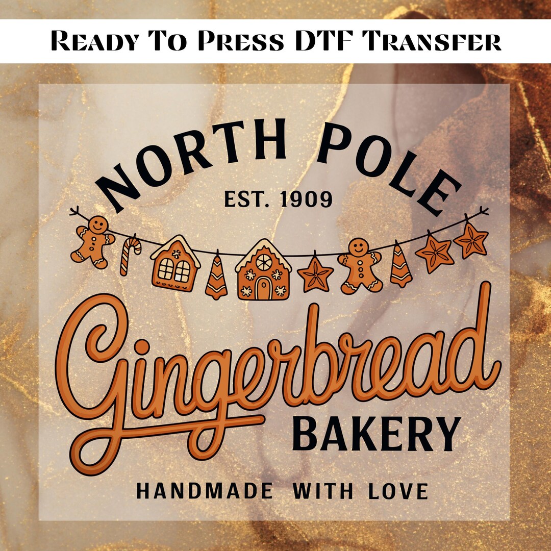 Cute Gingerbread Bakery DTF Transfers, Womens Christmas Heat Transfer ...
